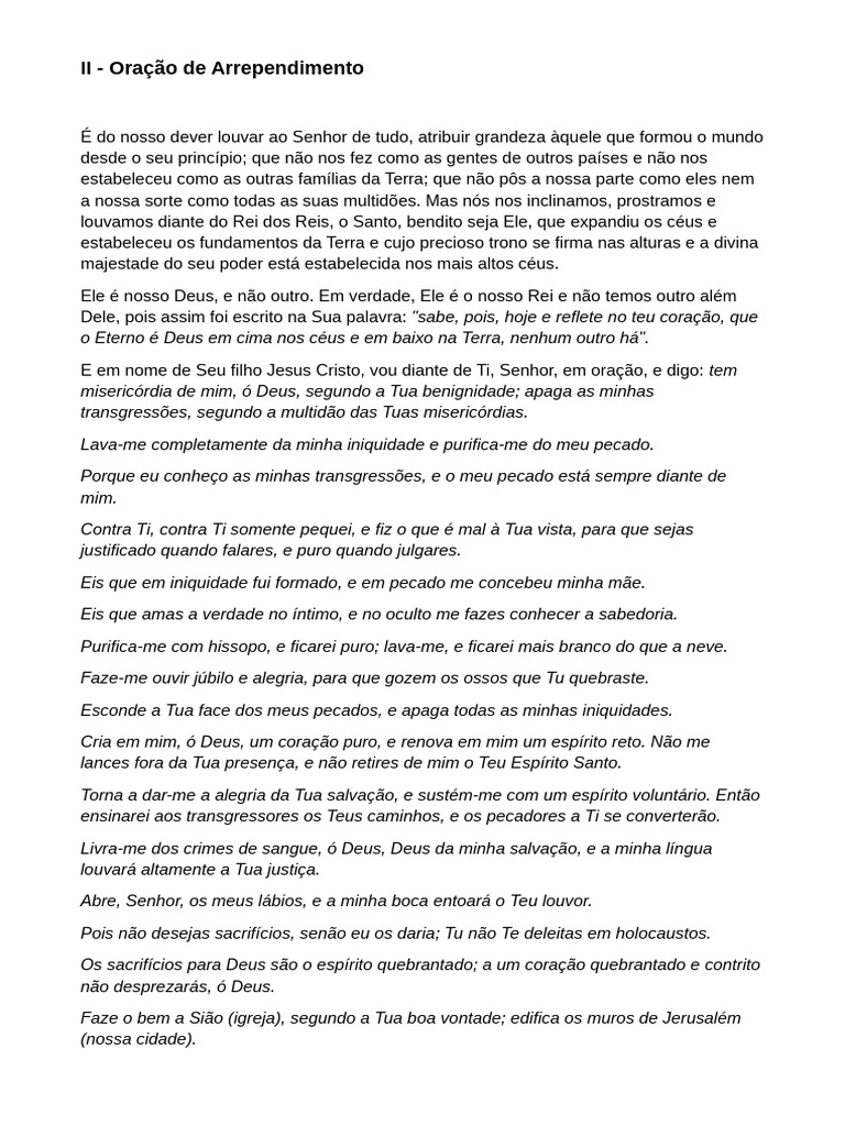 II - Oração de Arrependimento | PDF | Oração | Pecado