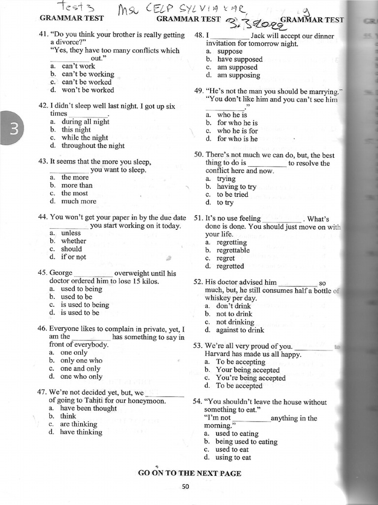 Grammar Msu Test3 | PDF