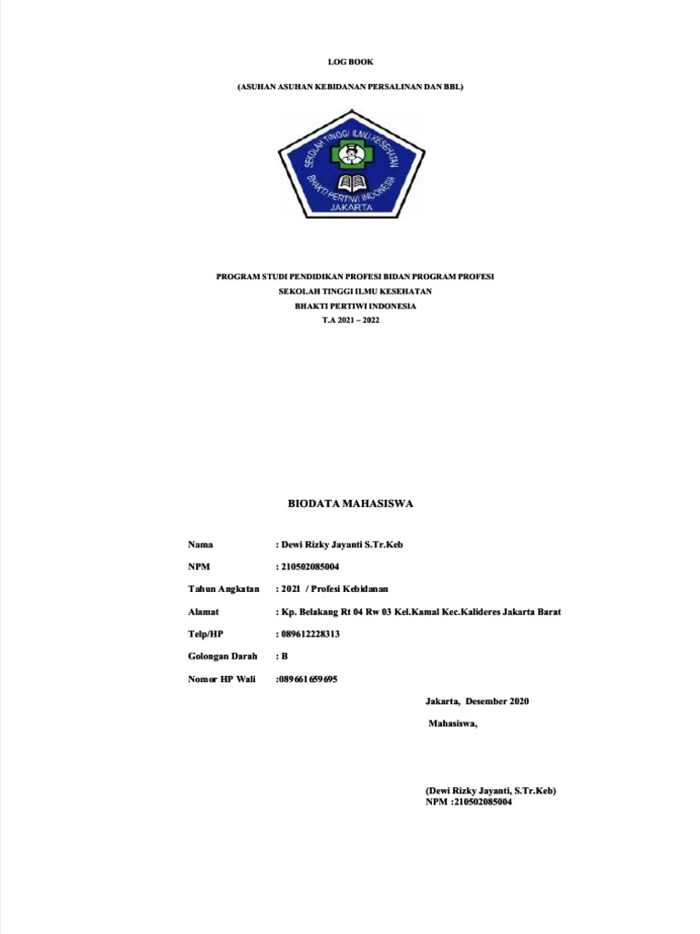Logbook Stasi Persaliman Dan BBL | PDF