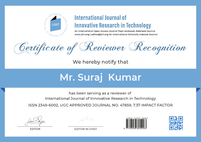 Ijirt Certificate | PDF