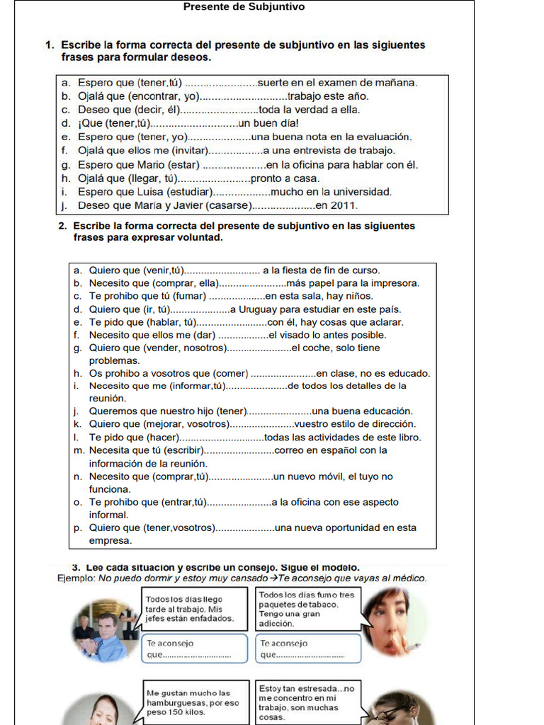 Actividad - Presente de Subjuntivo | PDF