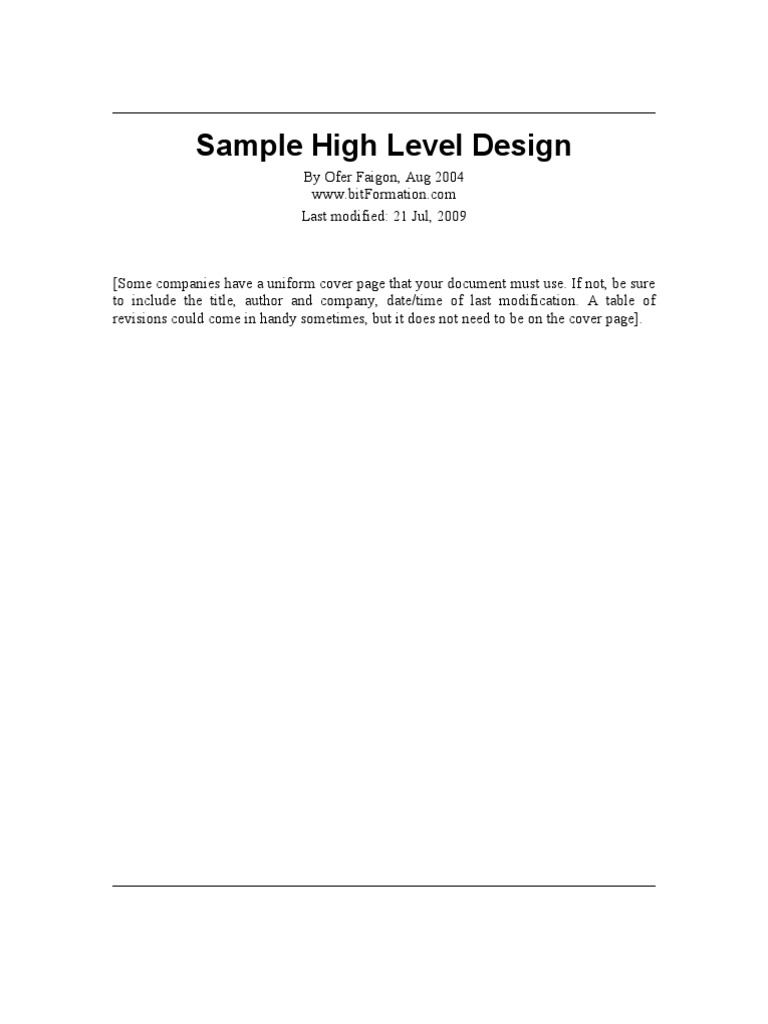 Sample High Level Design Document | PDF