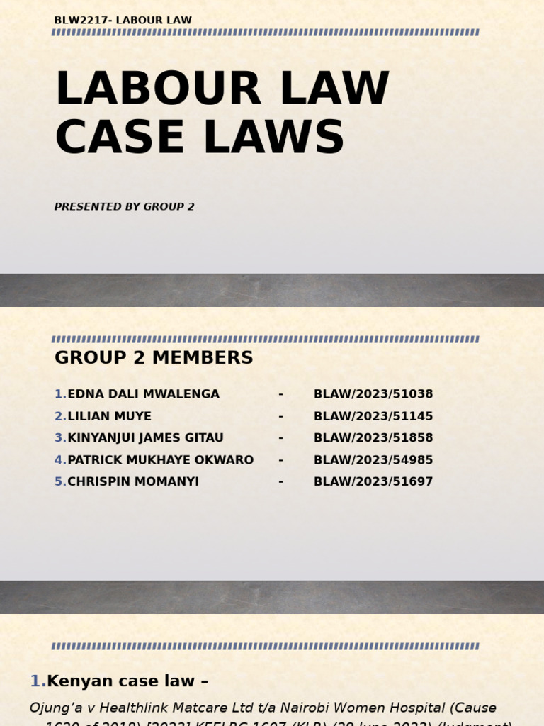 Labour Law Case Analysis: Ojung’a & Hope | PDF | Employment ...