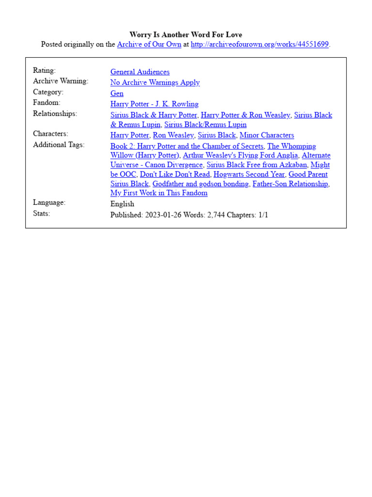 Worry Is Another Word | PDF | Harry Potter | Fantasy Worlds