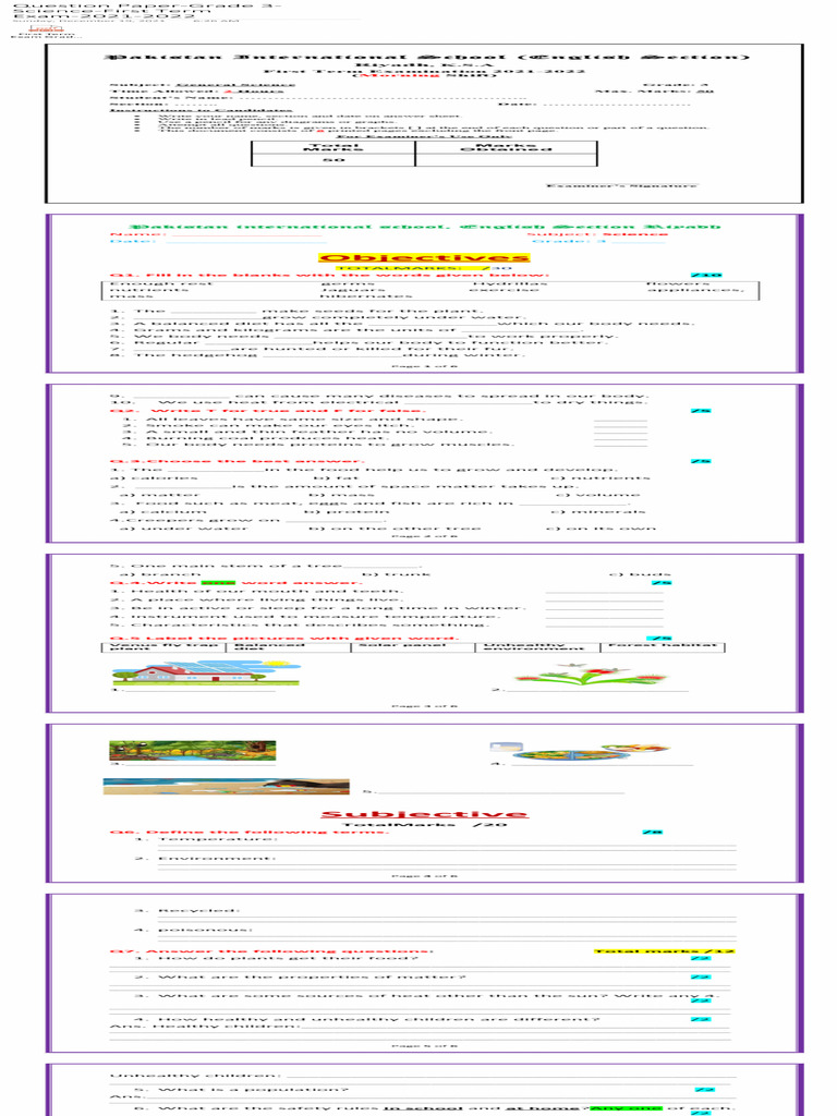 Question Paper-Grade 3-Science- | PDF