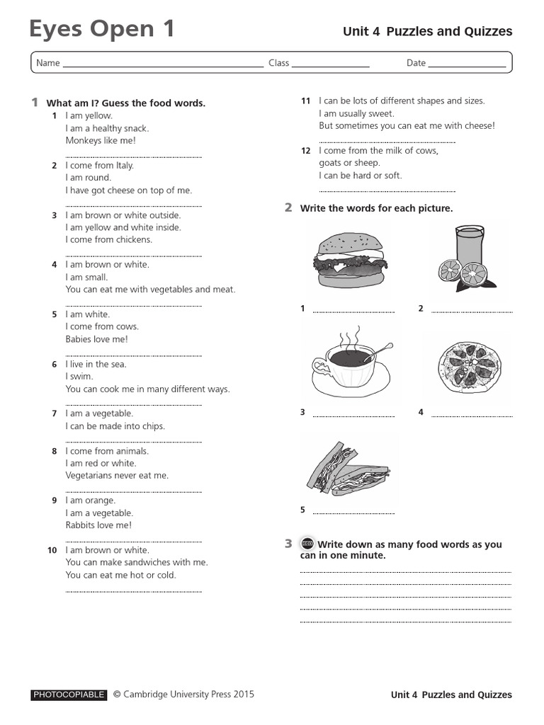 Food Word Guessing Game for Kids | PDF