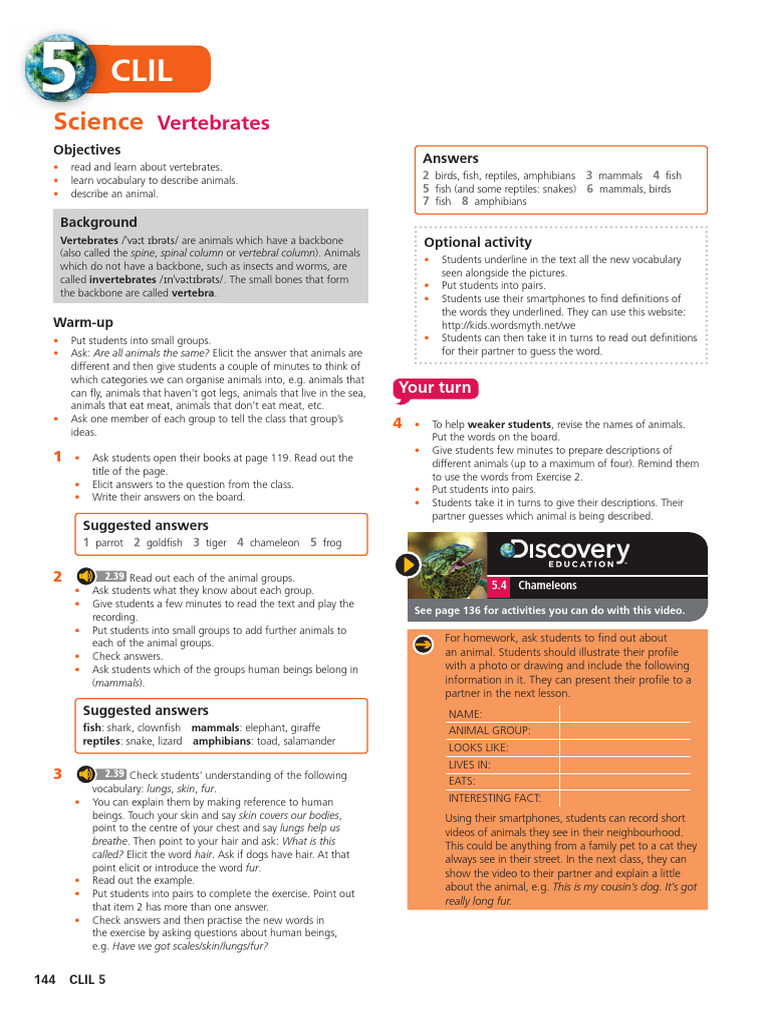 Unit 5 - Teacher's Book CLIL | PDF | Vertebral Column