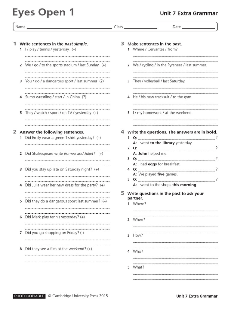 Unit 7 Grammar Extra | PDF