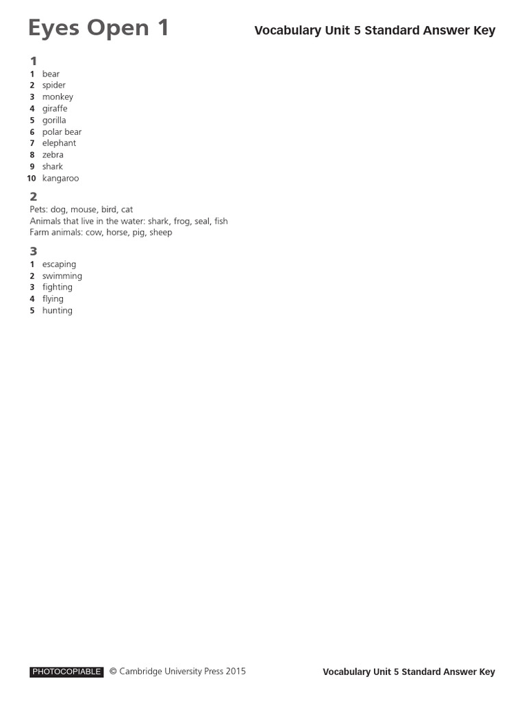 Unit 5 Vocabulary Answers | PDF