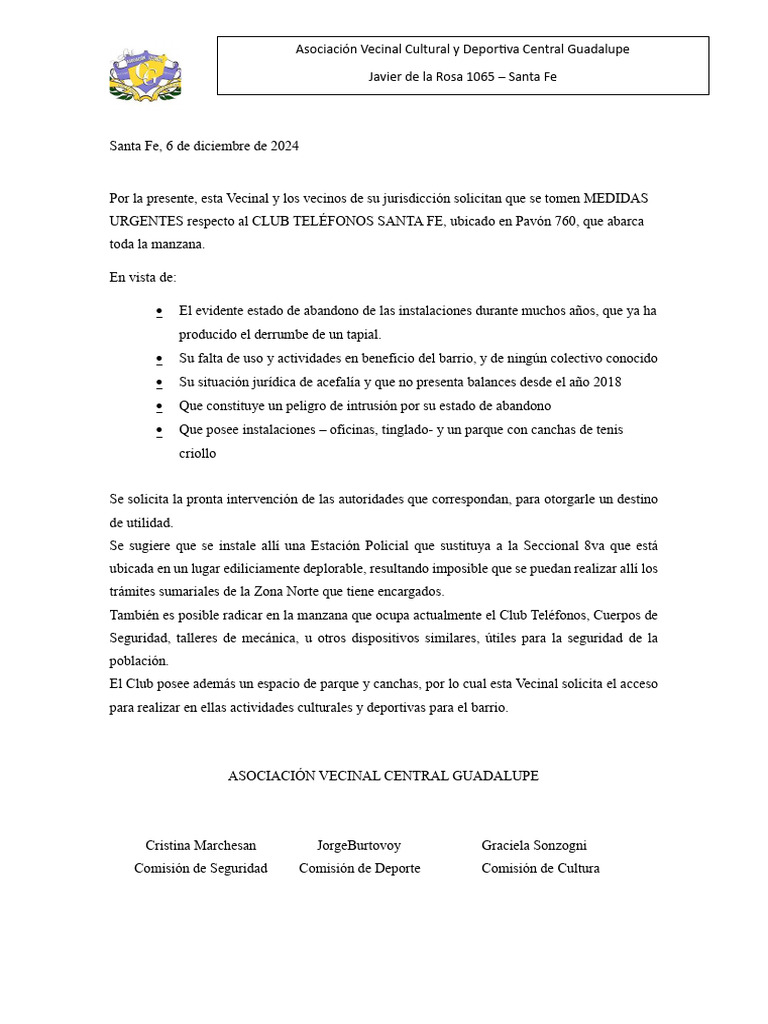 Denuncia Club Teléfonos | PDF