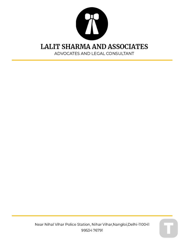 Advocate Letterhead Sample Template | PDF