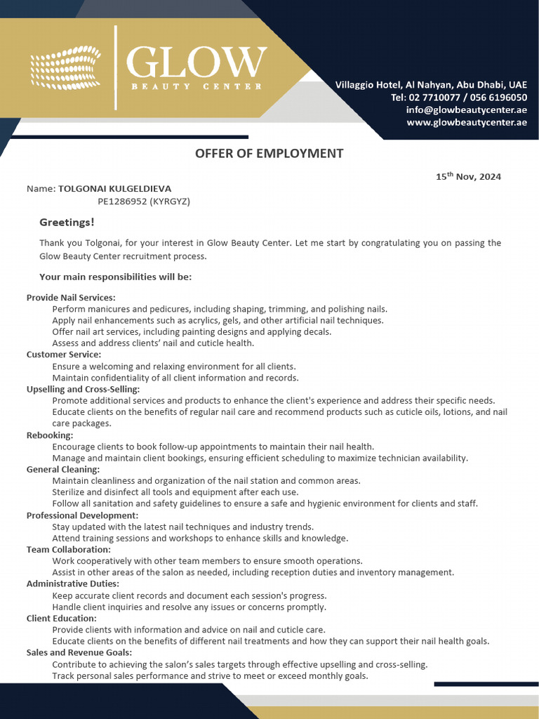 Tolgonai - Offer Letter - Gbc1 | PDF | Business