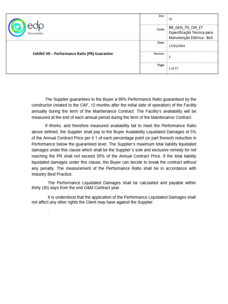 Exhibit 6 - Performance Ratio | PDF | Metrology