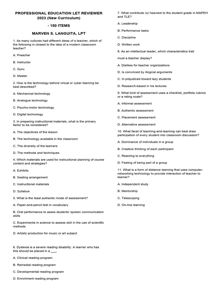 PROF ED 2023 New Curriculum | PDF | Teachers | Learning