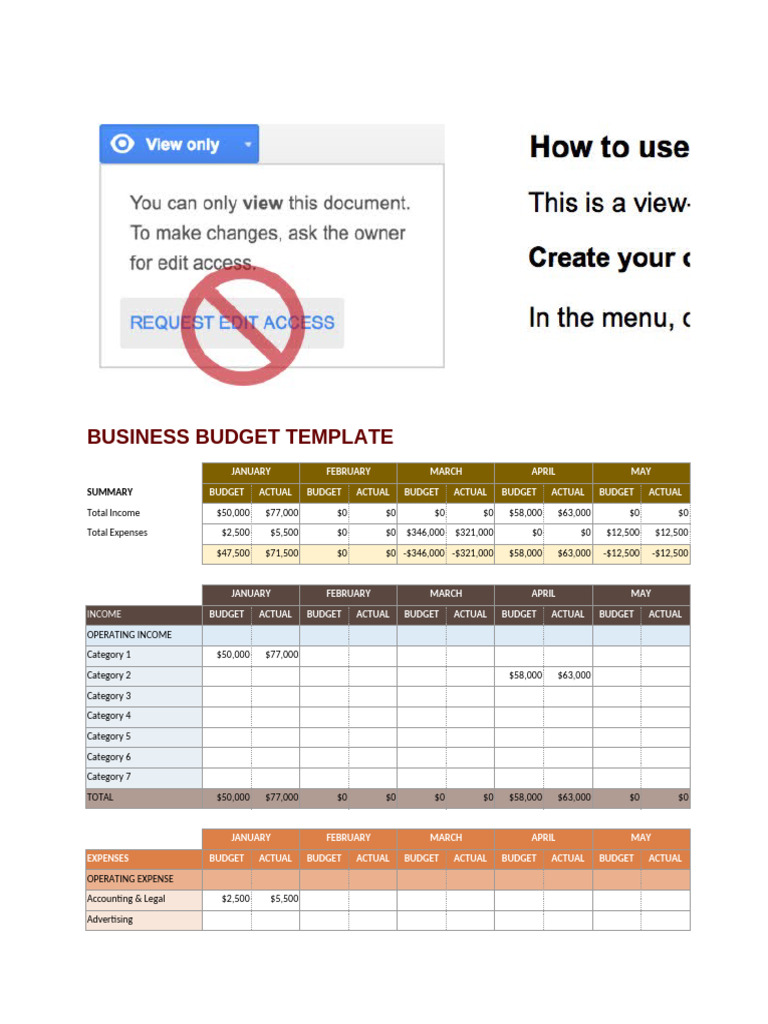BD Business Budget Template | PDF