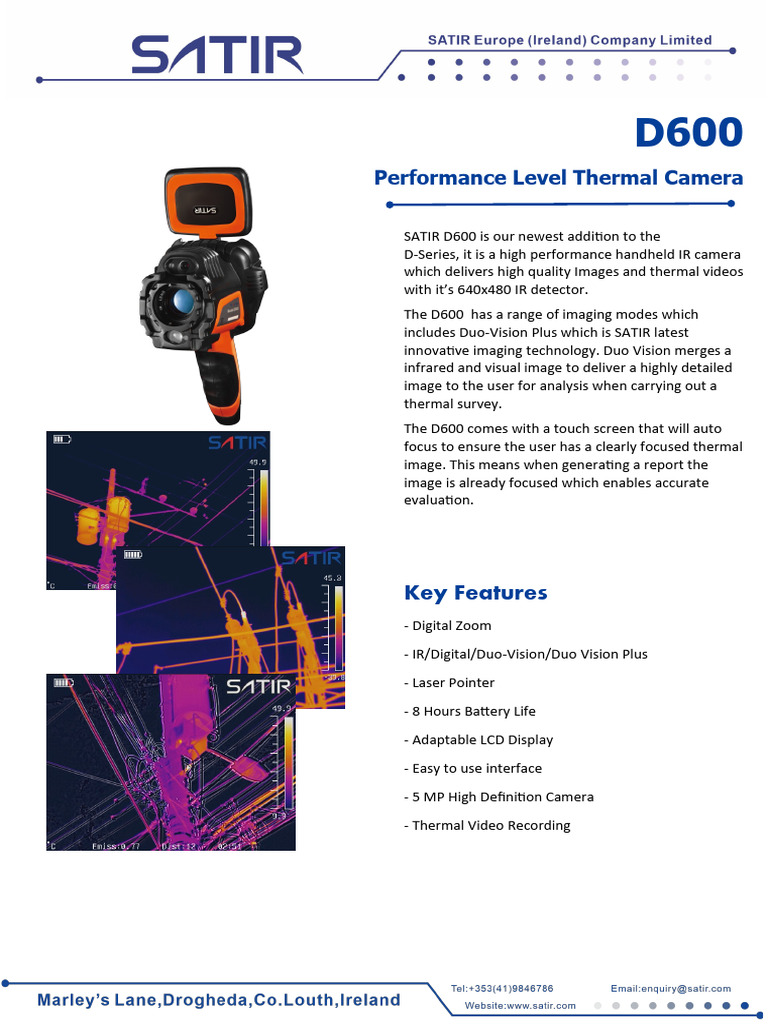 SATIR D600 -spec | PDF | Infrared | Thermography