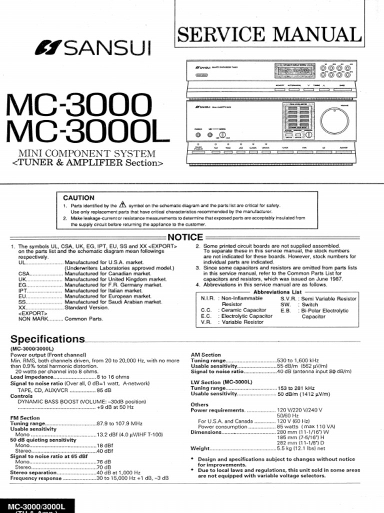 Sansui mc-3000 mc-3000l Ta-3000 SM | PDF