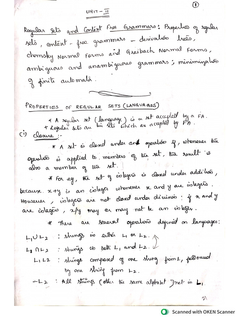 Toc Unit 2 Write Note | PDF