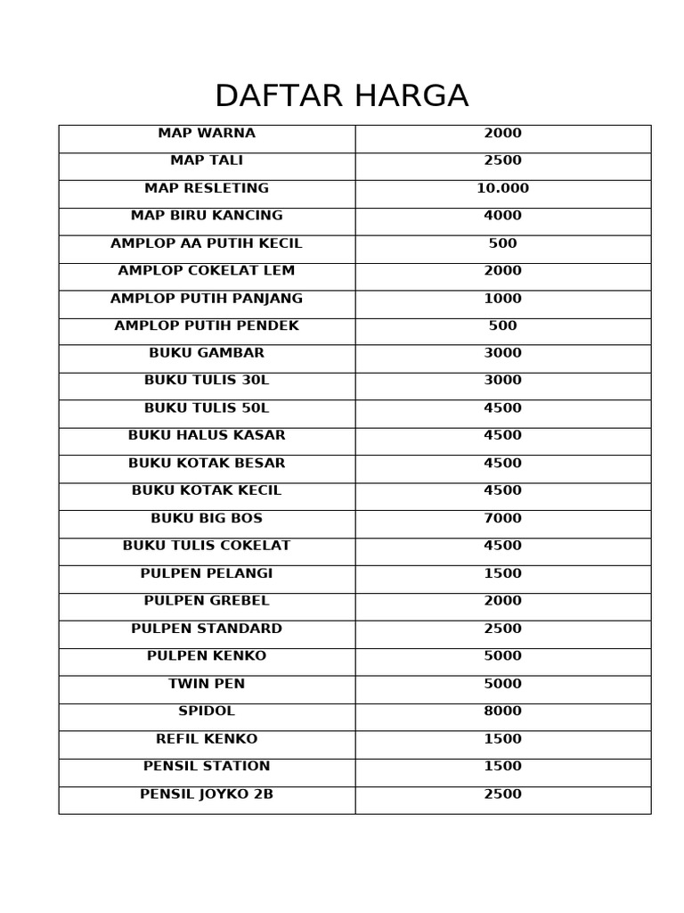 DAFTAR HARGA | PDF