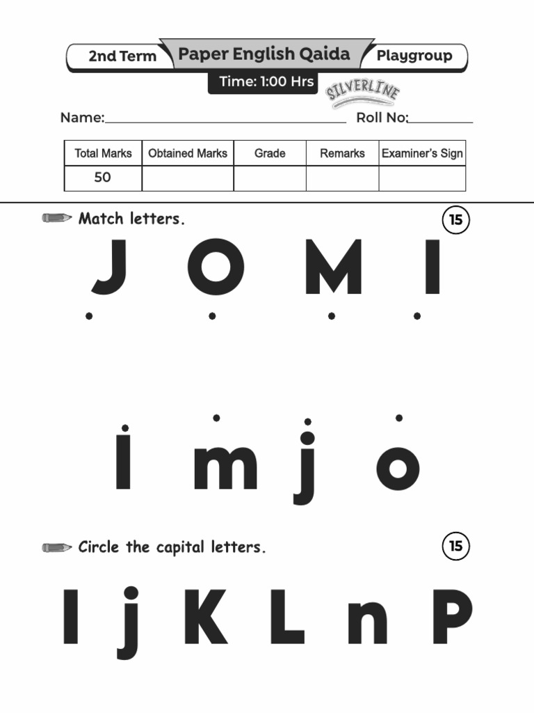 Playgroup 2nd Term English & Math Papers | PDF