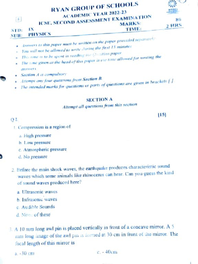 9 Phy Rev Ass3 | PDF | Mirror | Optics