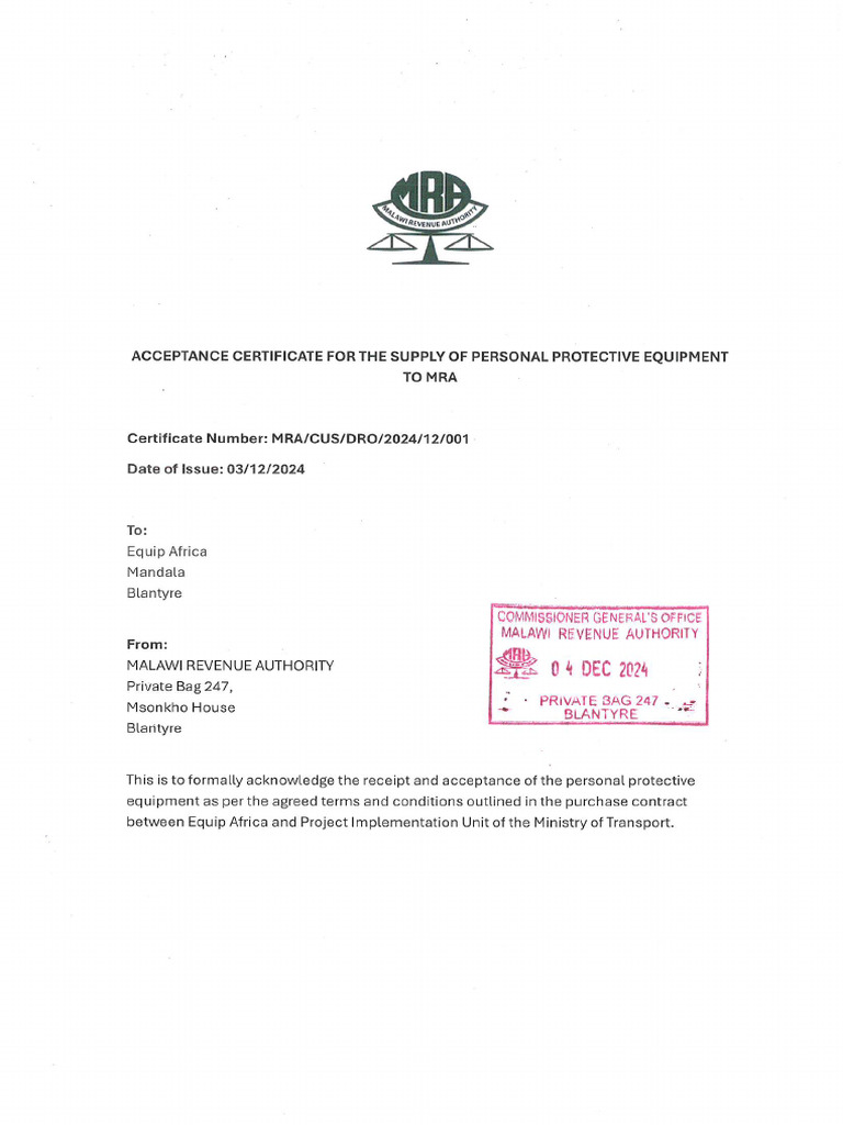 Signed Acceptance Certificate | PDF