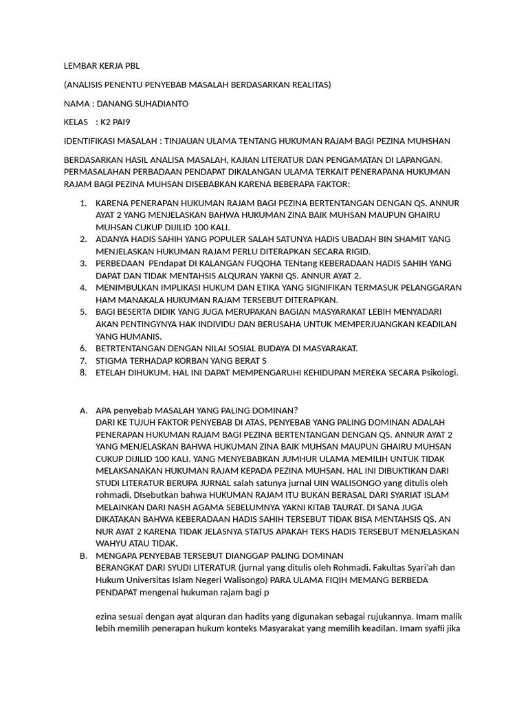 LEMBAR KERJA PBL | PDF