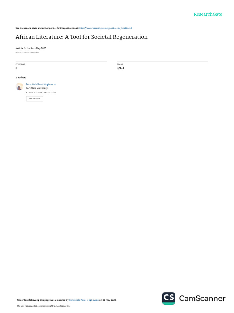 African Literature-ATool | PDF | Theory | Corruption