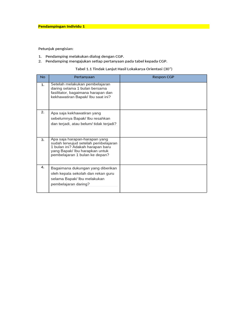 Pendampingan Individu 1 | PDF