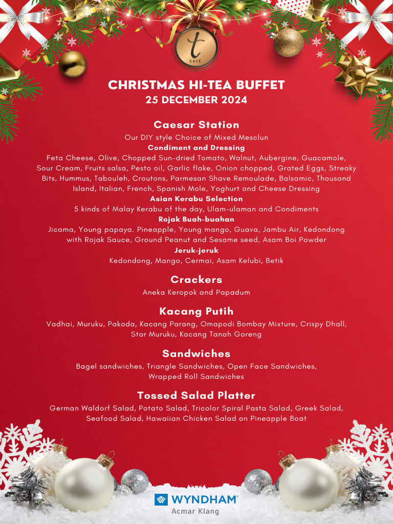 Christmas Hi-Tea Buffet Menu 2024 | PDF | Sauce | Chinese Cuisine