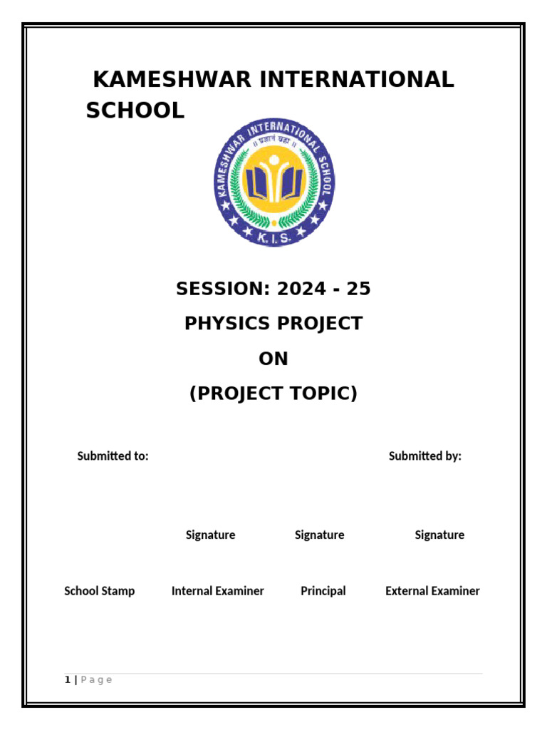 Physics Class 12 Project Format-1 | PDF