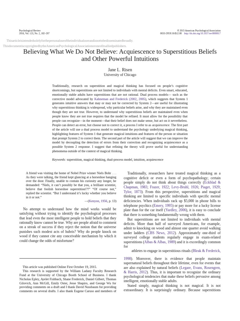 rev0000017 | PDF | Superstitions | Magical Thinking