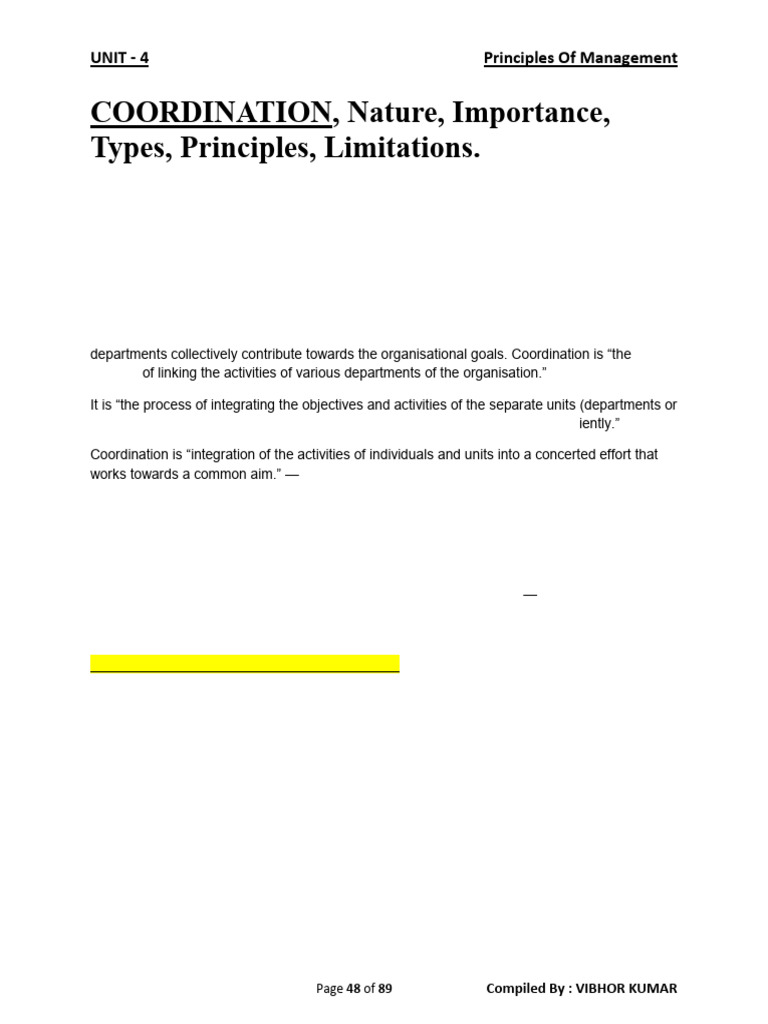 Principles and Importance of Coordination | PDF | Goal | Hierarchy