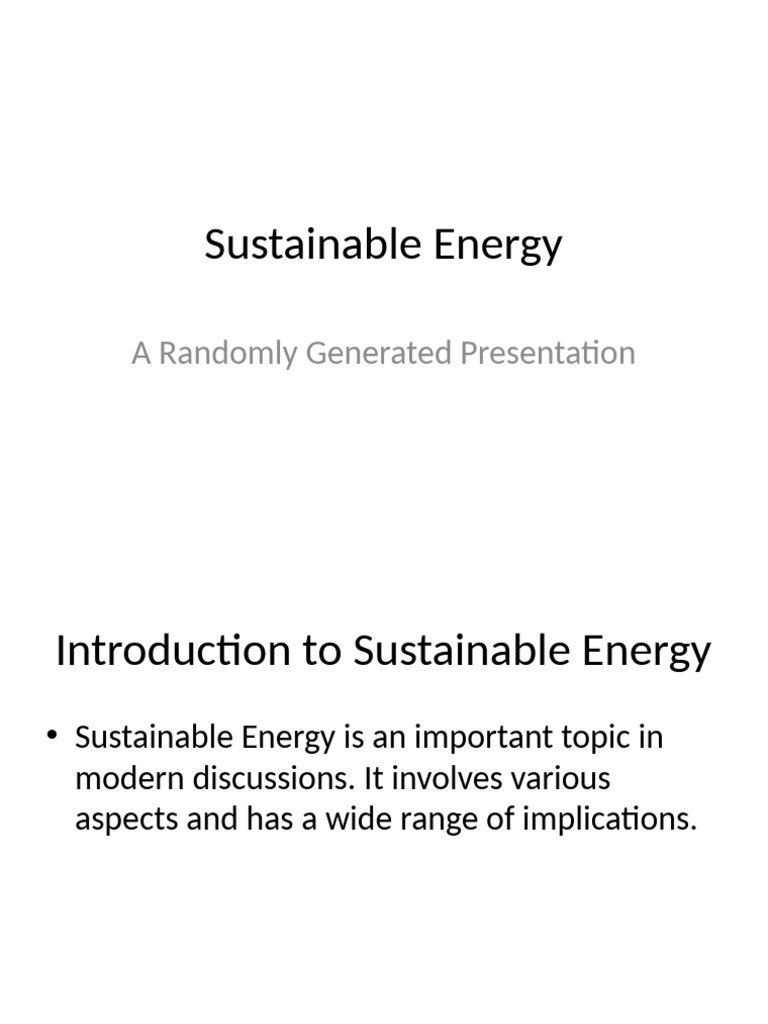 Sustainable Energy | PDF