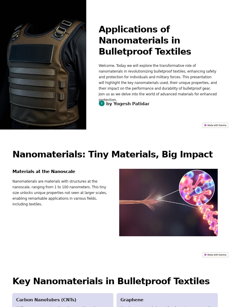 Applications of Nanomaterials in Bulletproof Textiles | PDF ...