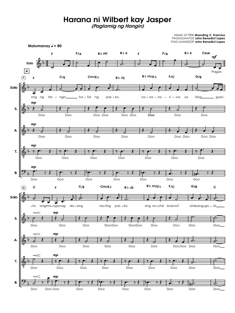 Harana Ni Wilbert Kay Jasper (Paglamig NG Hangin) | PDF