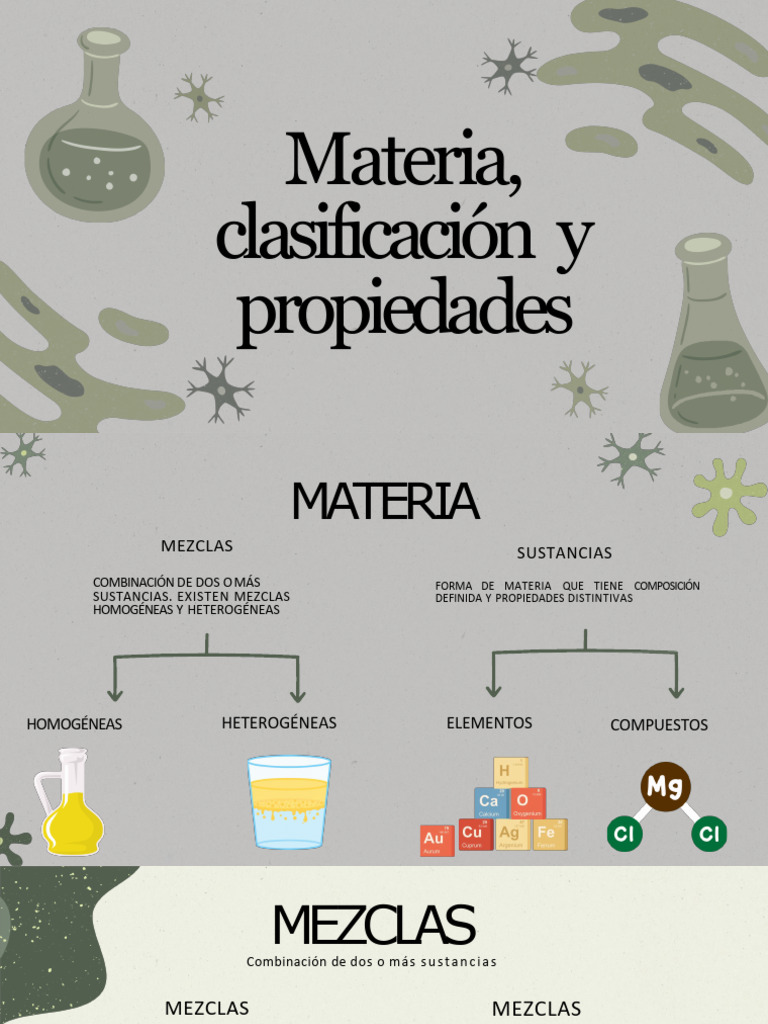 Clasificación y Propiedades de la Materia | PDF | Mezcla | Sustancias ...