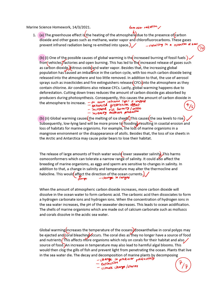 Marine Science Homework | PDF | Oceans | Seawater