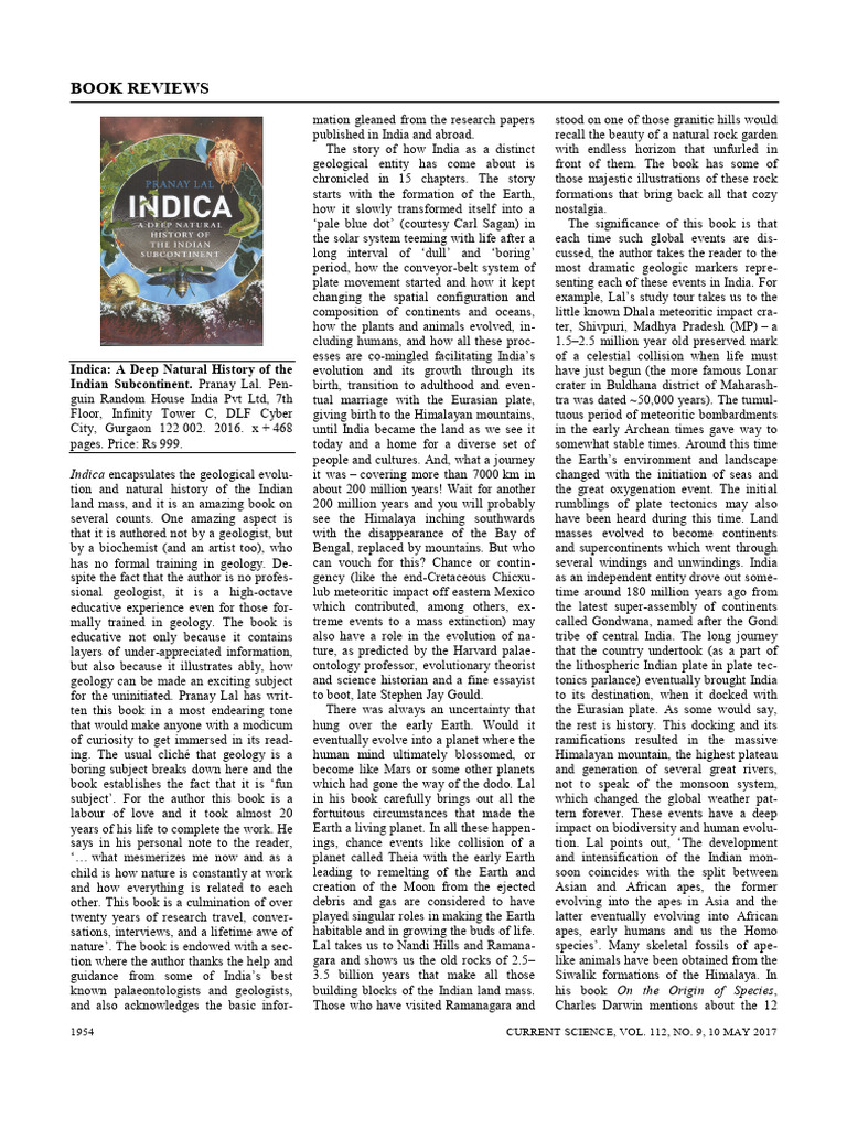 Book Reviews: Indica: A Deep Natural History of The Indian Subcontinent ...