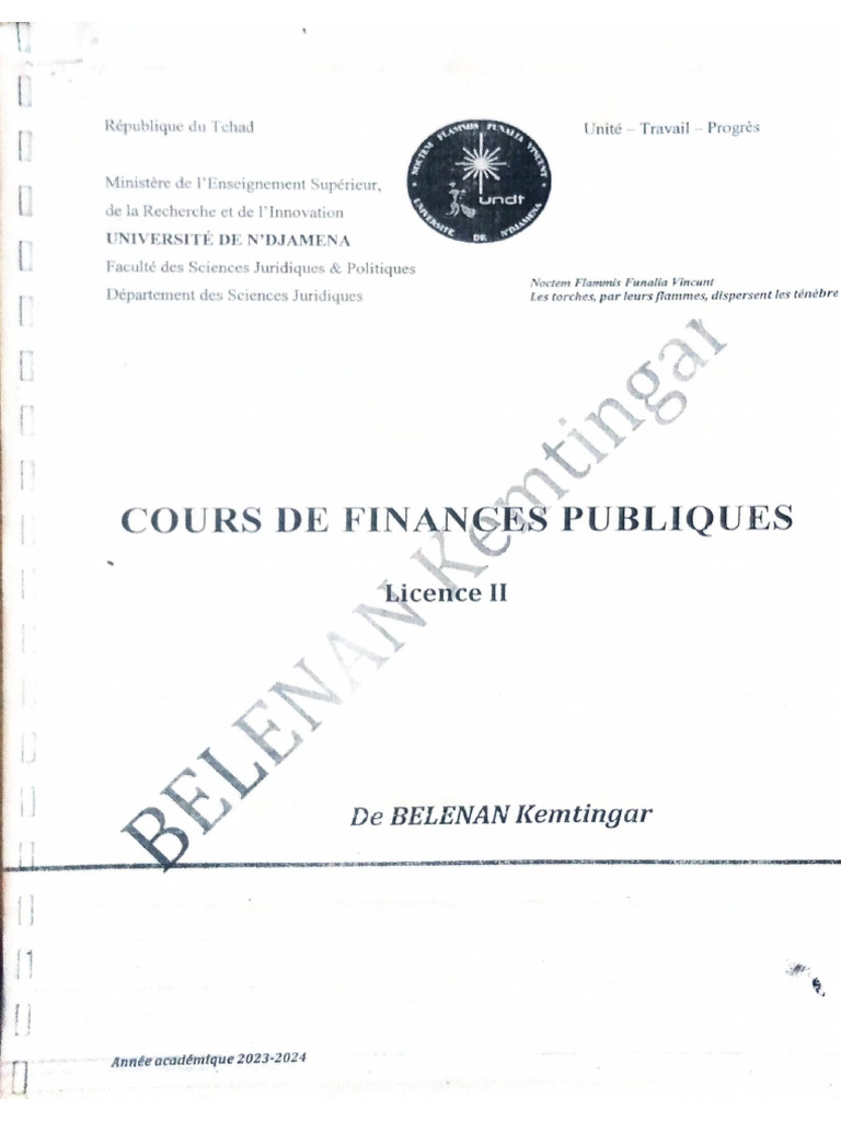 Cours Finances Publiques Droit L2 S3 | PDF