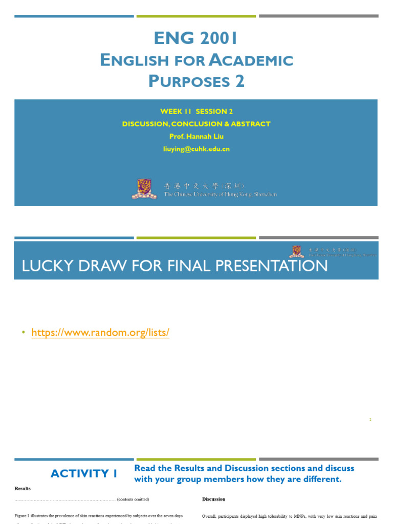 ENG2001 - W11 S2 Discussion, Conclusion & Abstract | PDF | Abstract (Summary) | Methodology