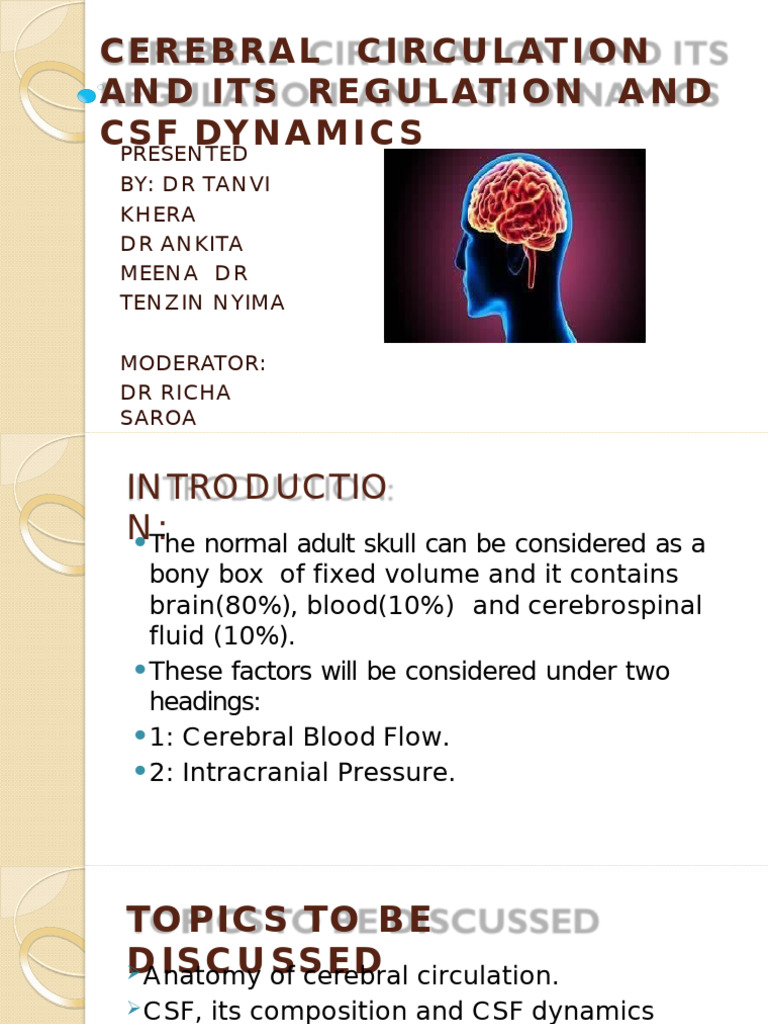 Cerebral Circulation and CSF Dynamics | PDF | Cerebrospinal Fluid ...