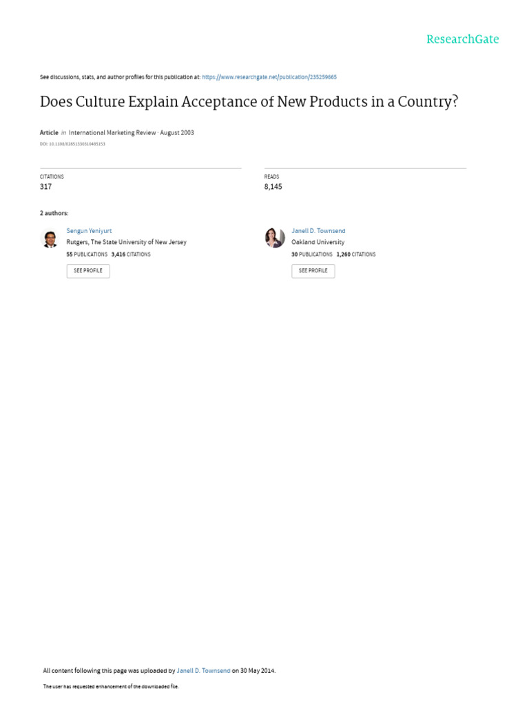 Culture's Impact on New Product Acceptance | PDF | Purchasing Power ...