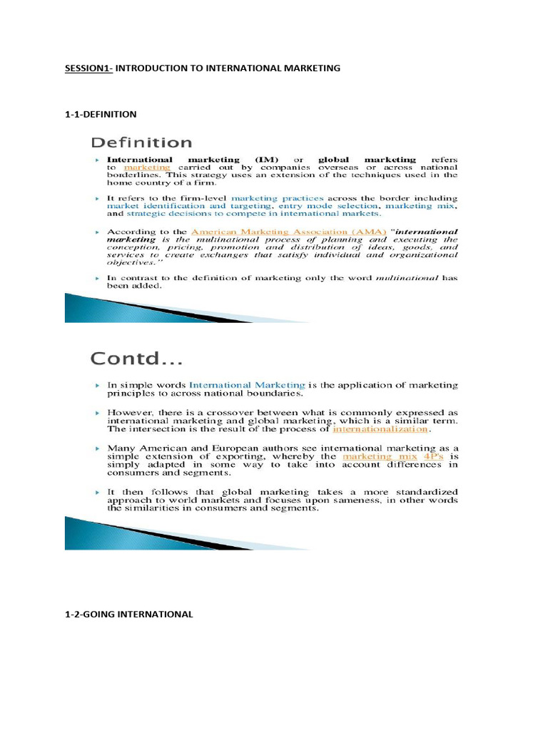 SESSION1-INTERNATIONAL MARKETING INTRODUCTION (1) | PDF