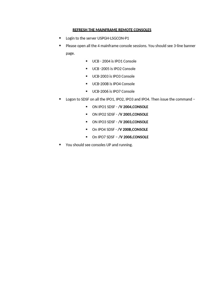 Refresh The Mainframe Remote Consoles | PDF