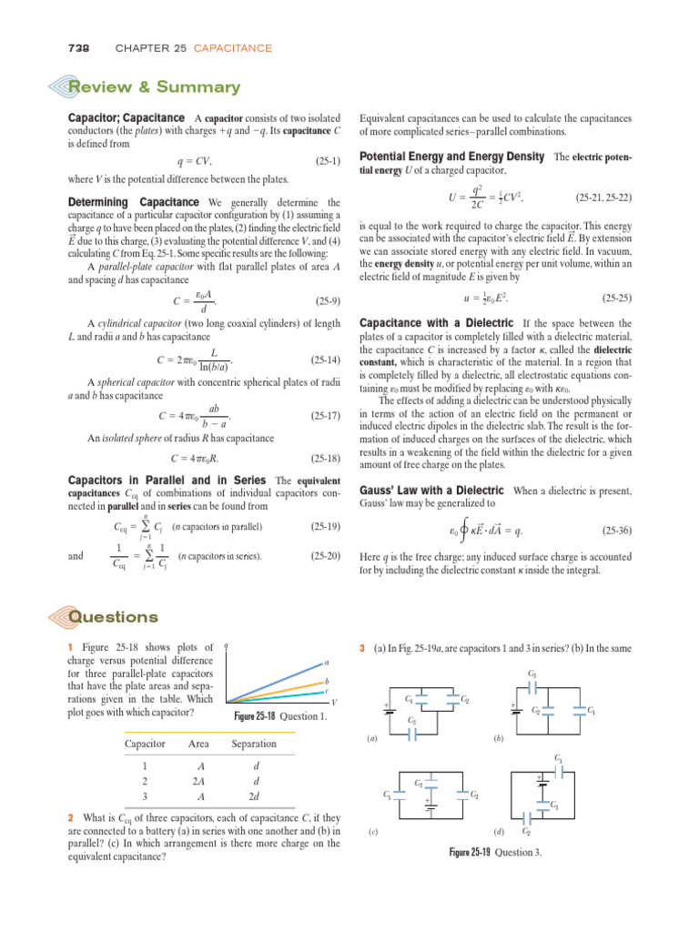 Fundamentals of Physics Extended, 10th Edition | PDF | Capacitance | Capacitor
