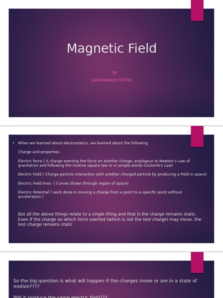Magnetic Field PPT | PDF | Electric Field | Force