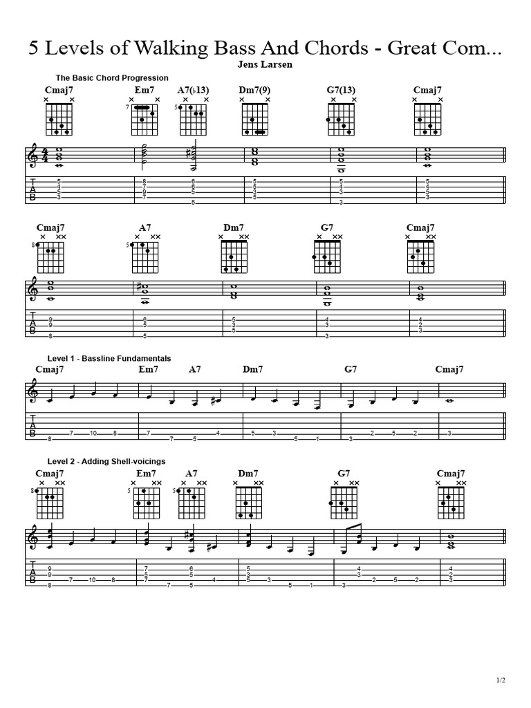 5 Levels of Walking Bass and Chords Great Comping Approach | PDF ...