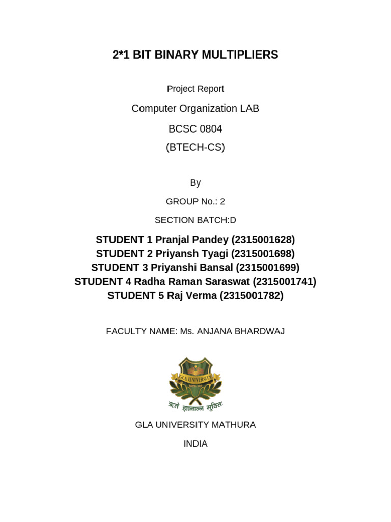 Co - Lab - Project - g2 Final | PDF | Logic Gate | Mathematics
