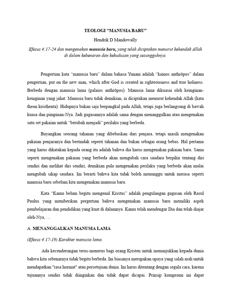 Arti dan Ciri Manusia Baru dalam Alkitab | PDF